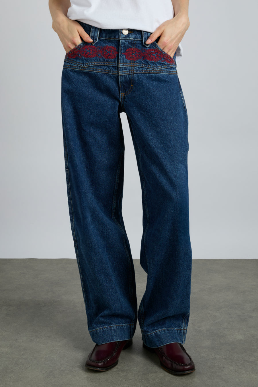 drew jeans - texas wash & embroidery – Damson Madder