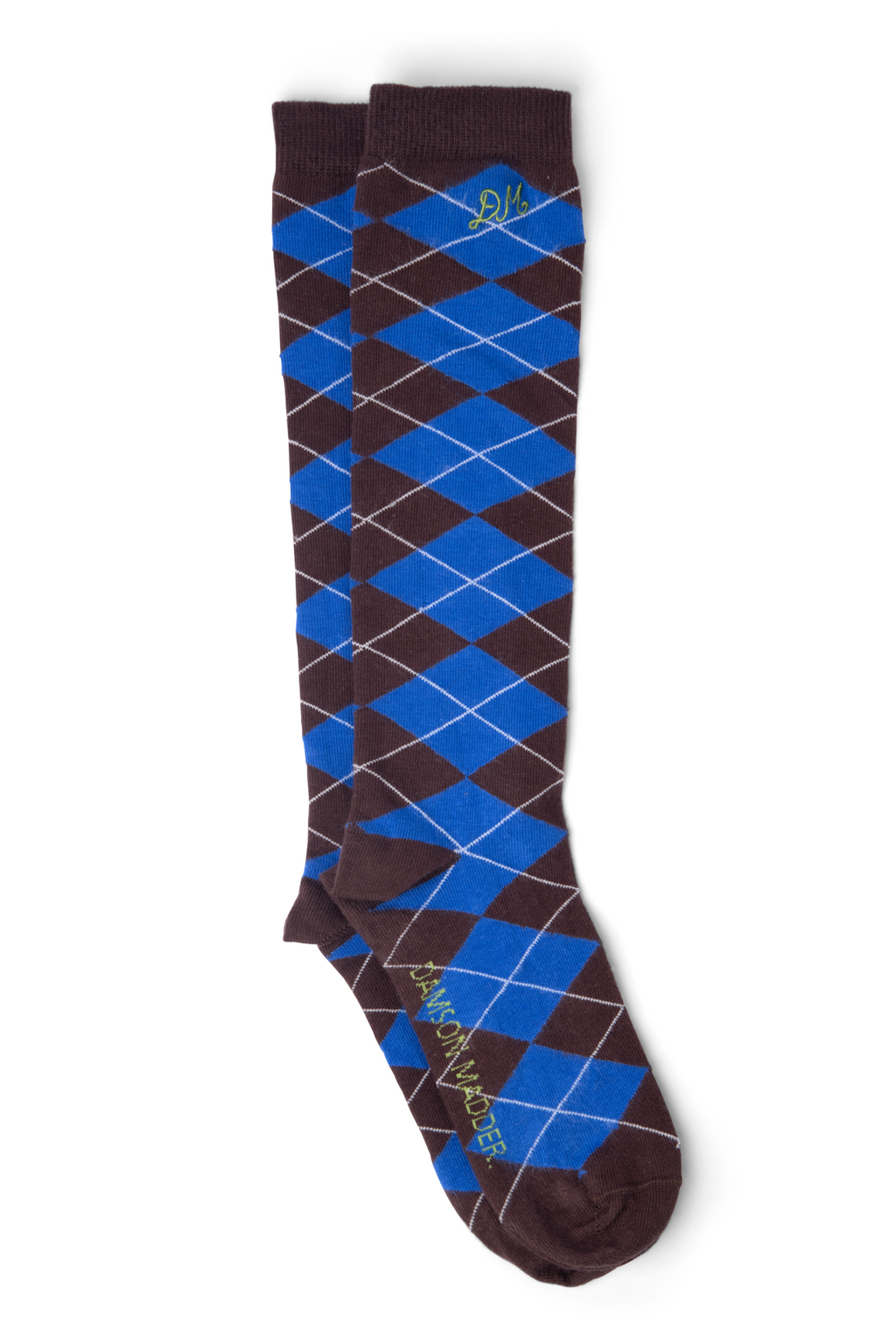 knee length socks - brown/cobalt argyle – Damson Madder
