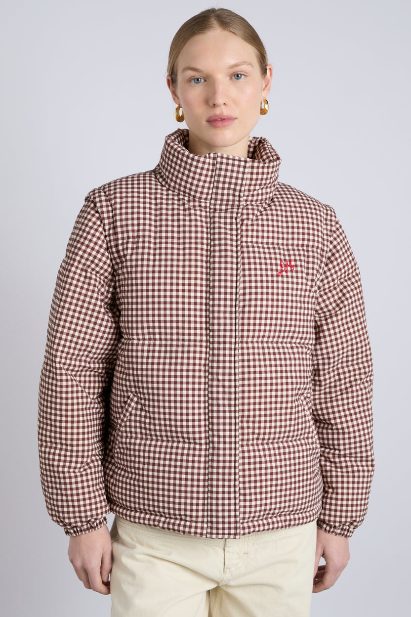 jennifer check puffer - chocolate gingham – Damson Madder