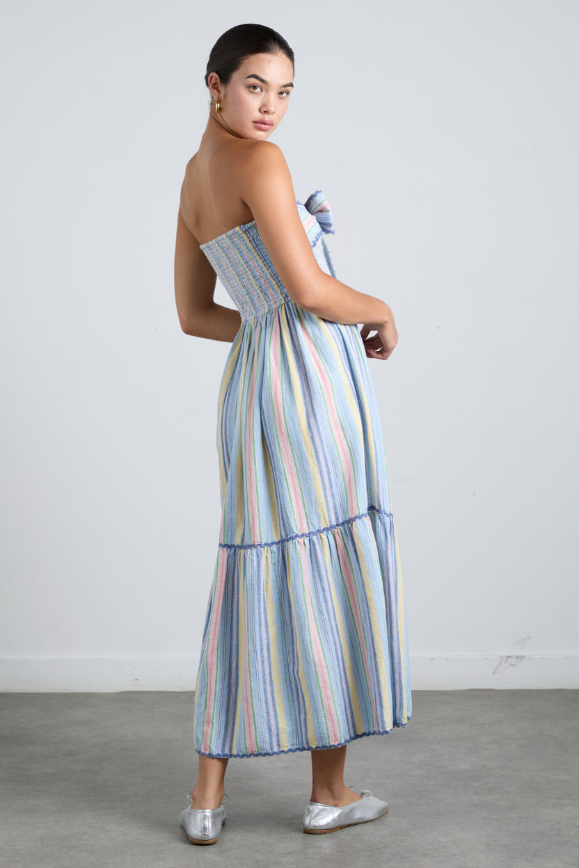 pia midi dress - pastel stripe – Damson Madder