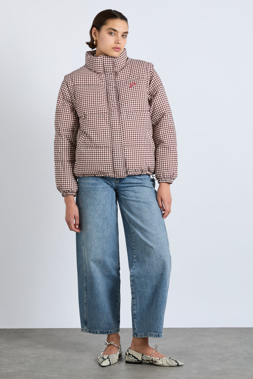 jennifer check puffer - chocolate gingham – Damson Madder