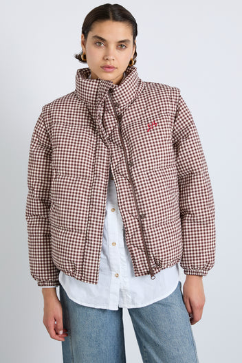 pre-order jennifer check puffer - chocolate gingham – Damson Madder