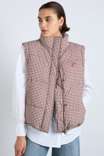 pre-order jennifer check puffer - chocolate gingham – Damson Madder