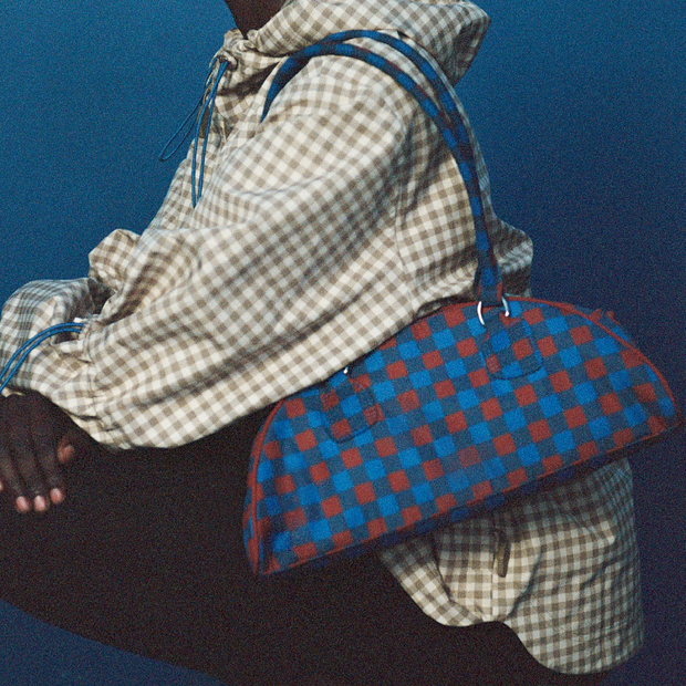 pearl hooded puffer - multi check – Damson Madder