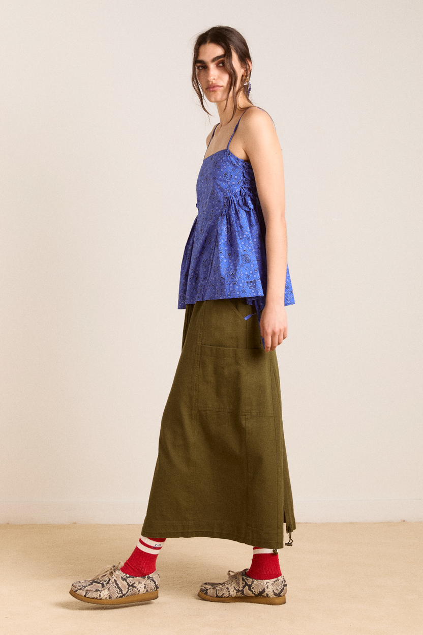 vika utility midi skirt - olive – Damson Madder