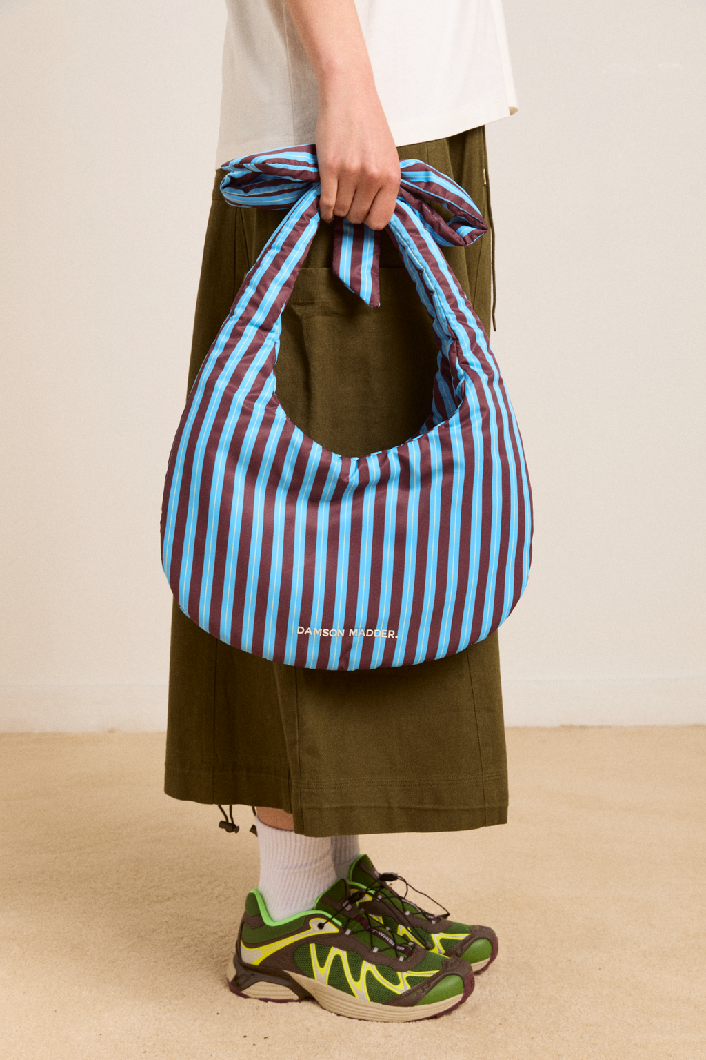 minimal quinn bag - choc stripe – Damson Madder