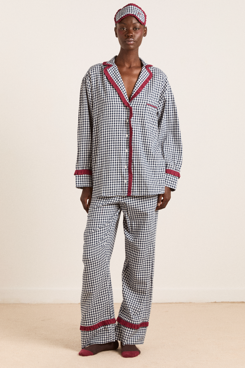 Antonia Pj Set - Navy Gingham – Damson Madder