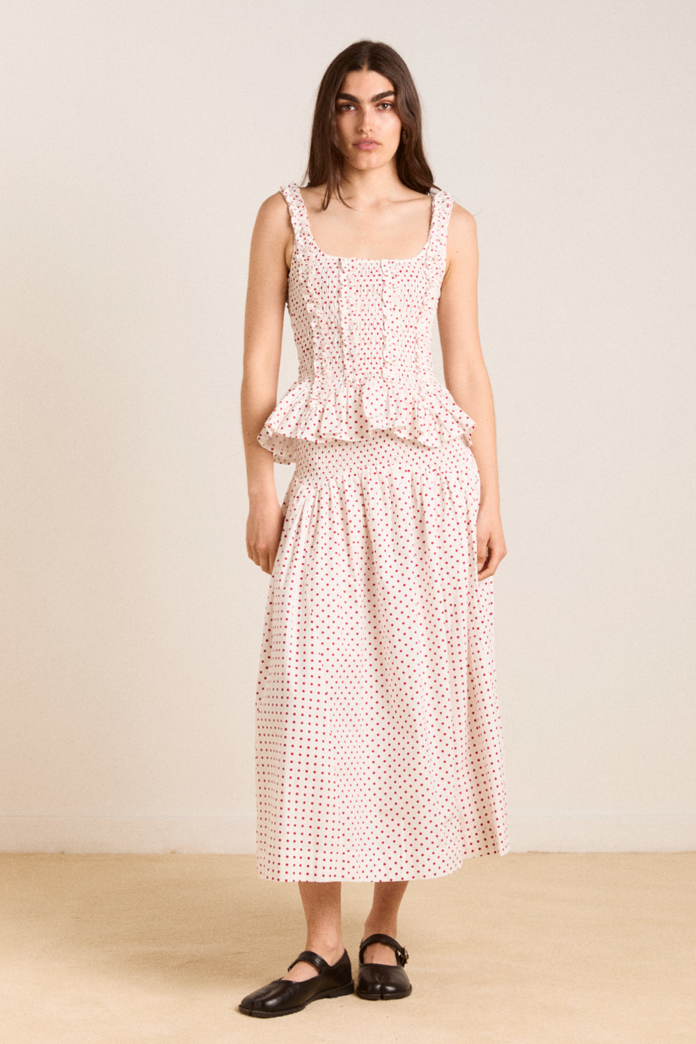 raphi cami - off white and red spot – Damson Madder