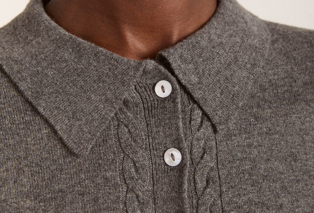 voula wool and cashmere blend cardigan - charcoal – Damson Madder