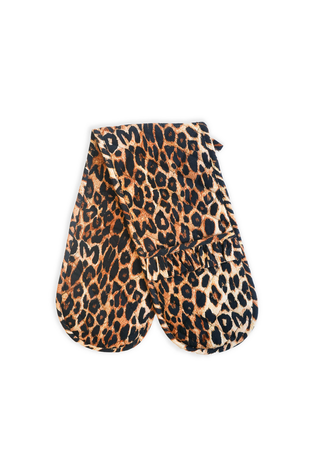 Ruffle Trim Oven Gloves - Leopard | Damson Madder