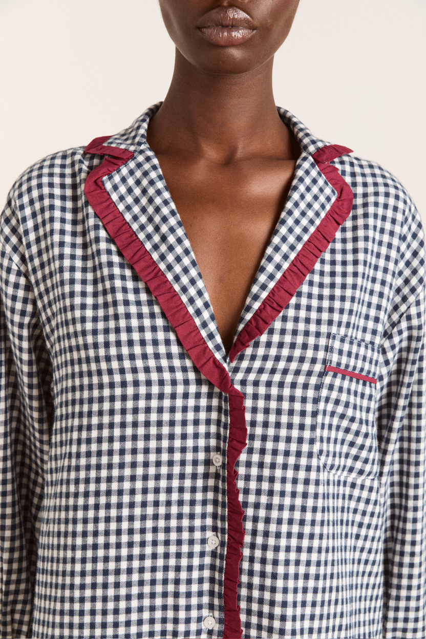 Antonia Pj Set - Navy Gingham – Damson Madder