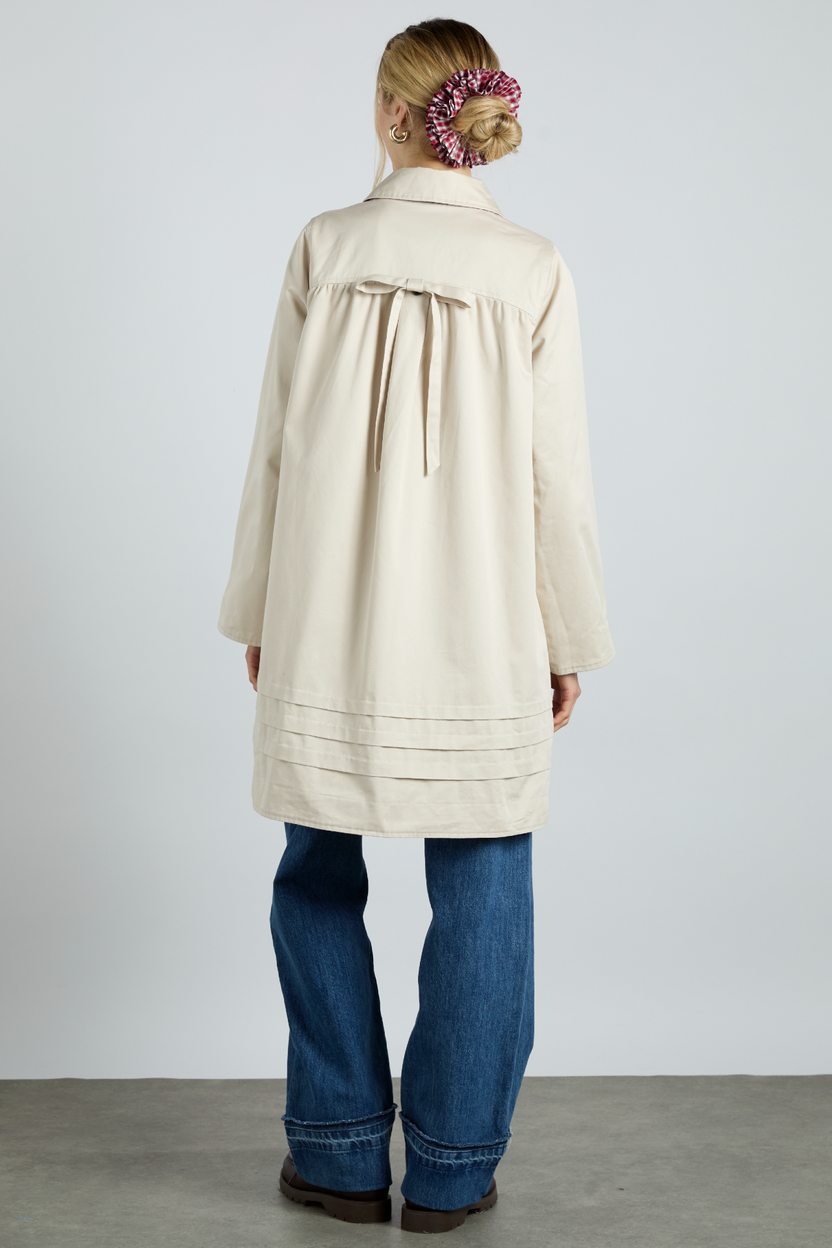 mercedes bow reversible trench - ecru & gingham coat – Damson Madder