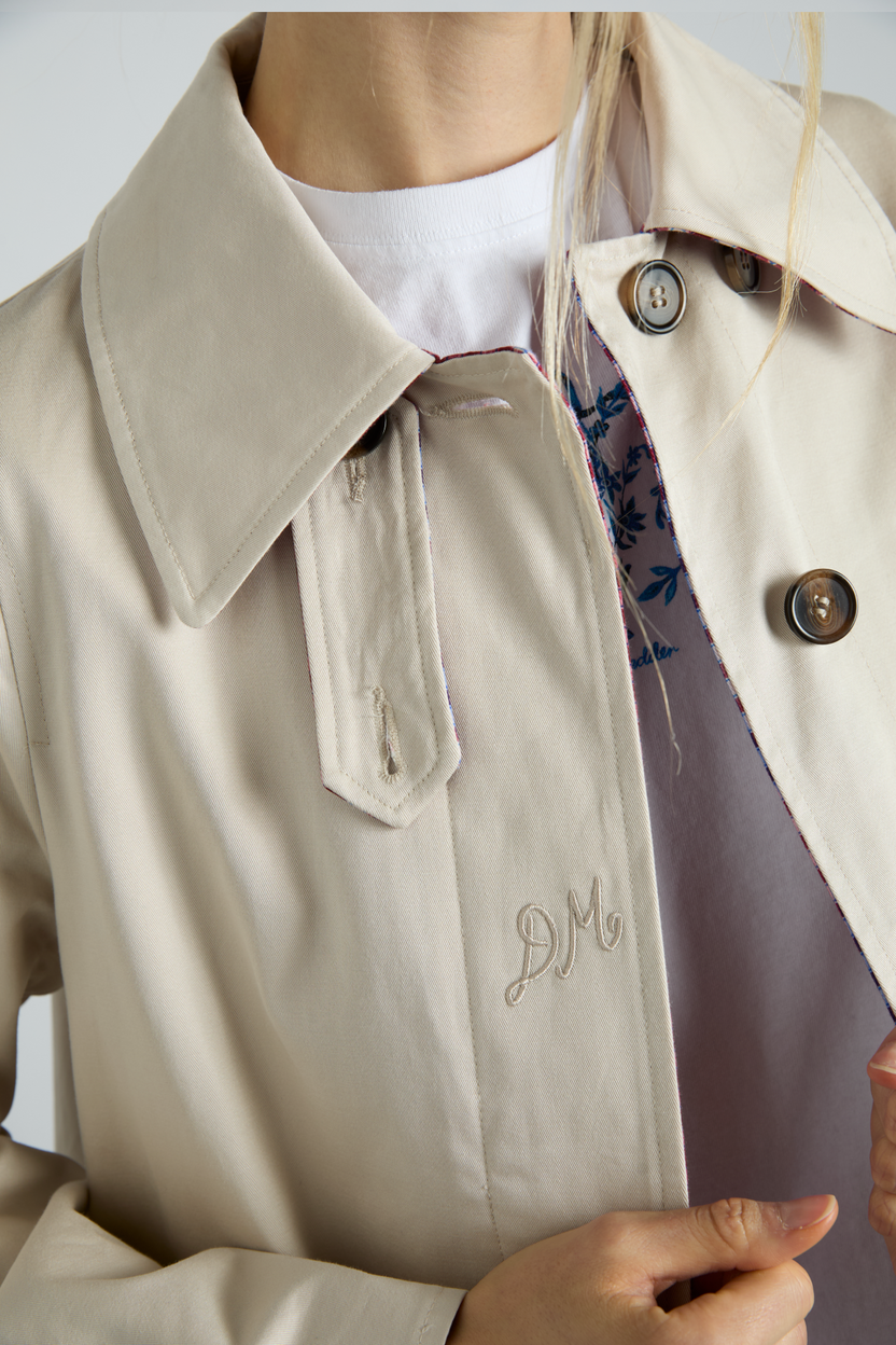 mercedes bow reversible trench - gingham & ecru – Damson Madder