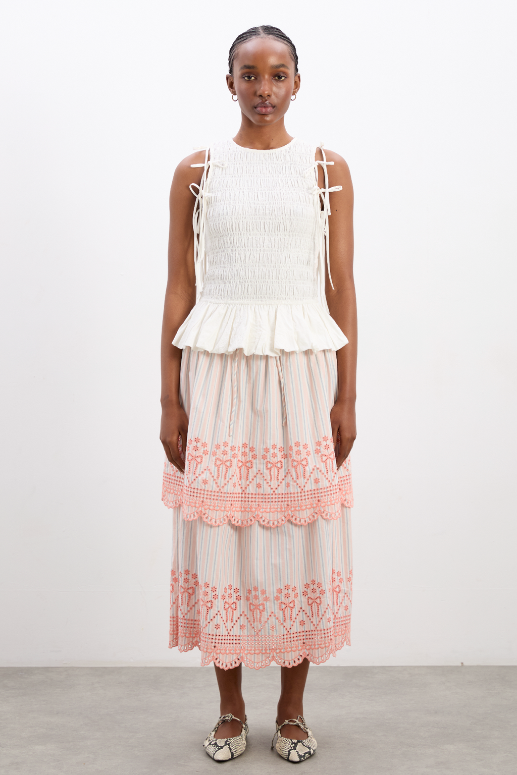 cosette skirt - apricot business stripe – Damson Madder