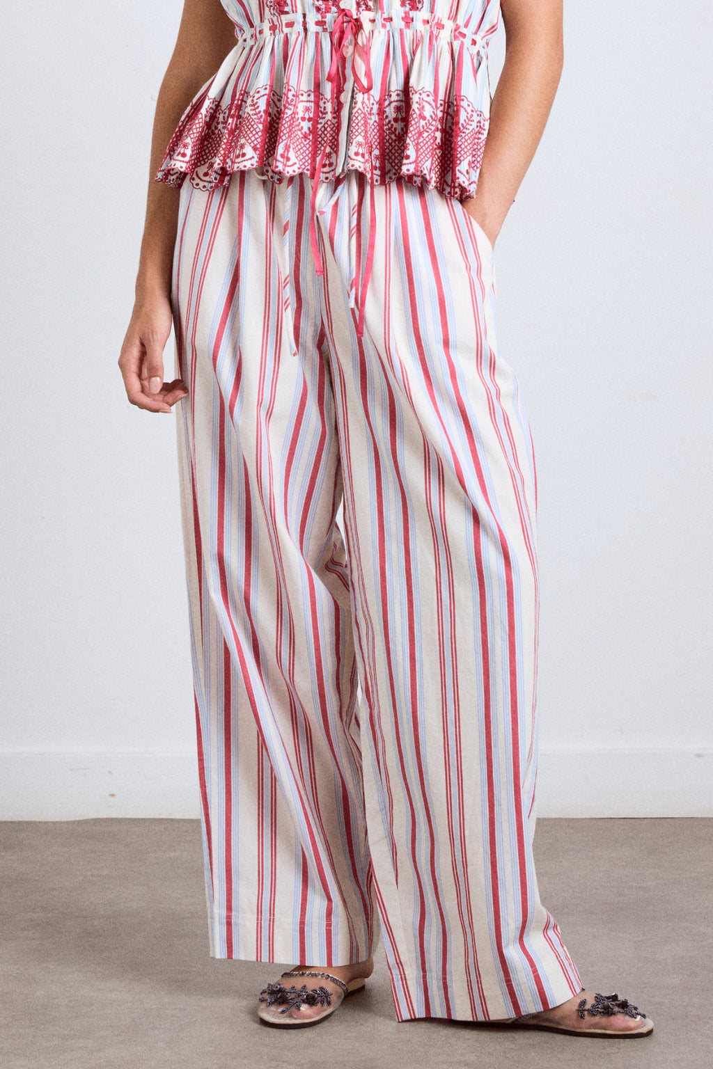 georgia trousers - butter cherry stripe – Damson Madder