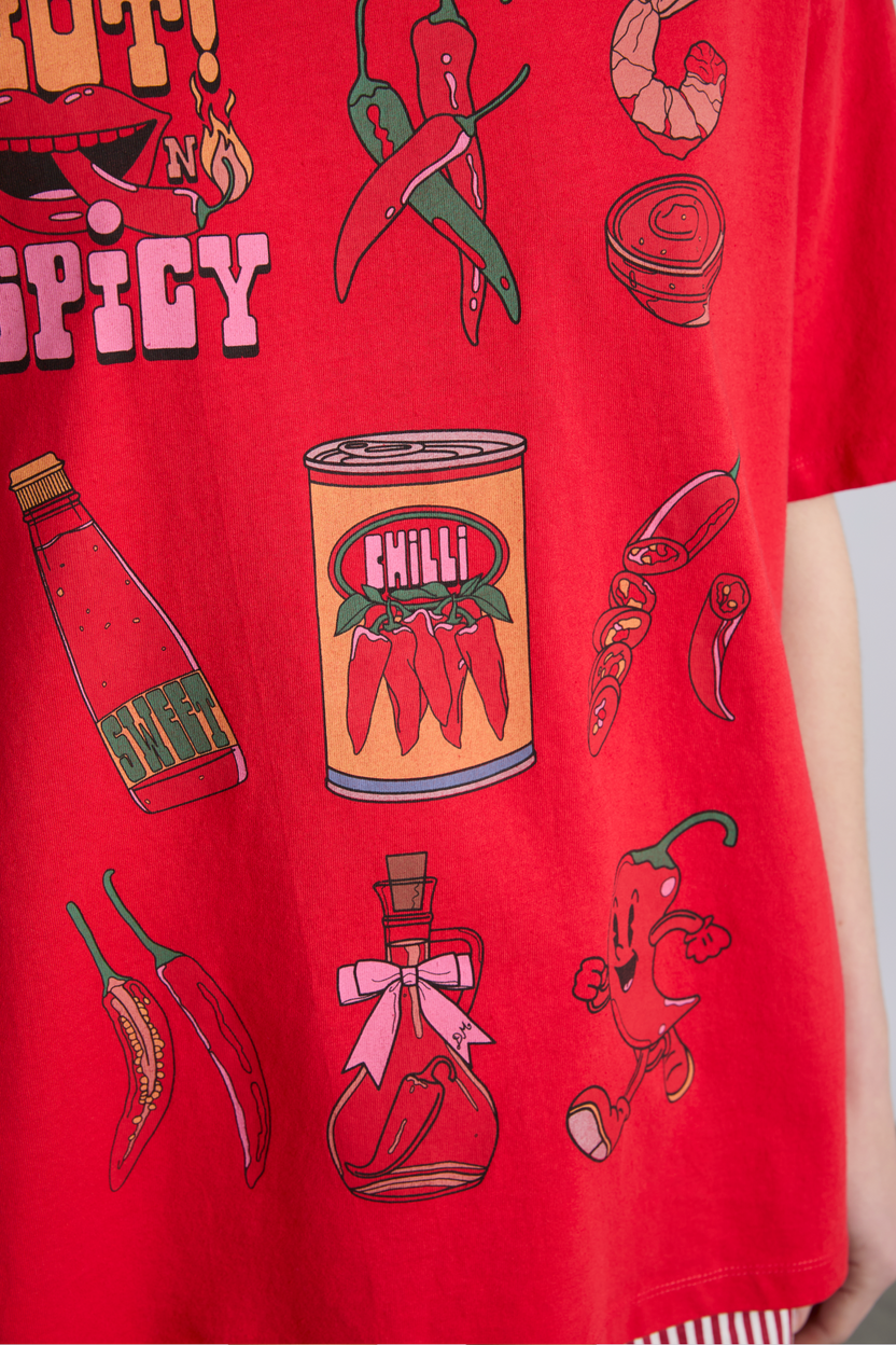chilli boyfriend tee - washed red – Damson Madder