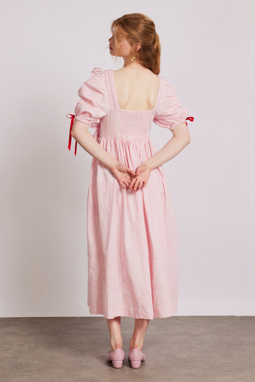 rhea dress - pink gingham – Damson Madder