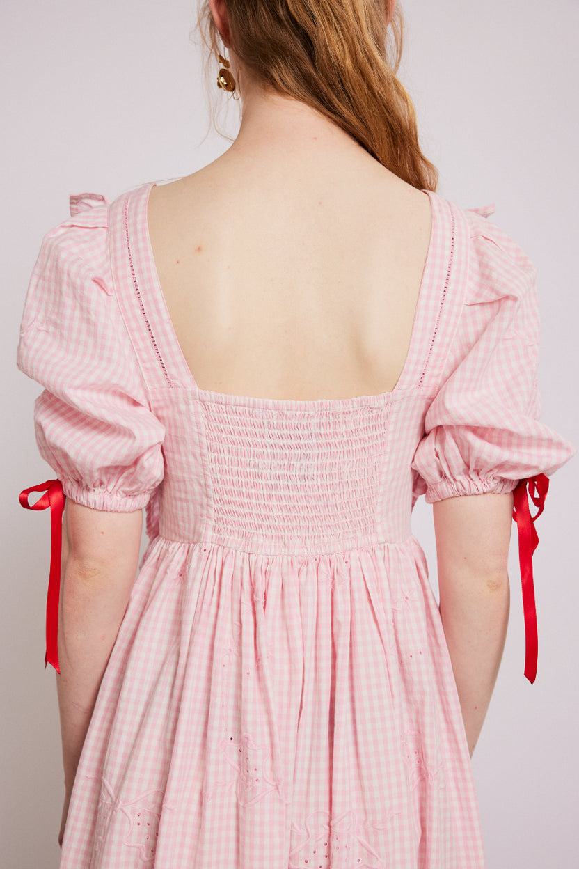 rhea dress - pink gingham – Damson Madder